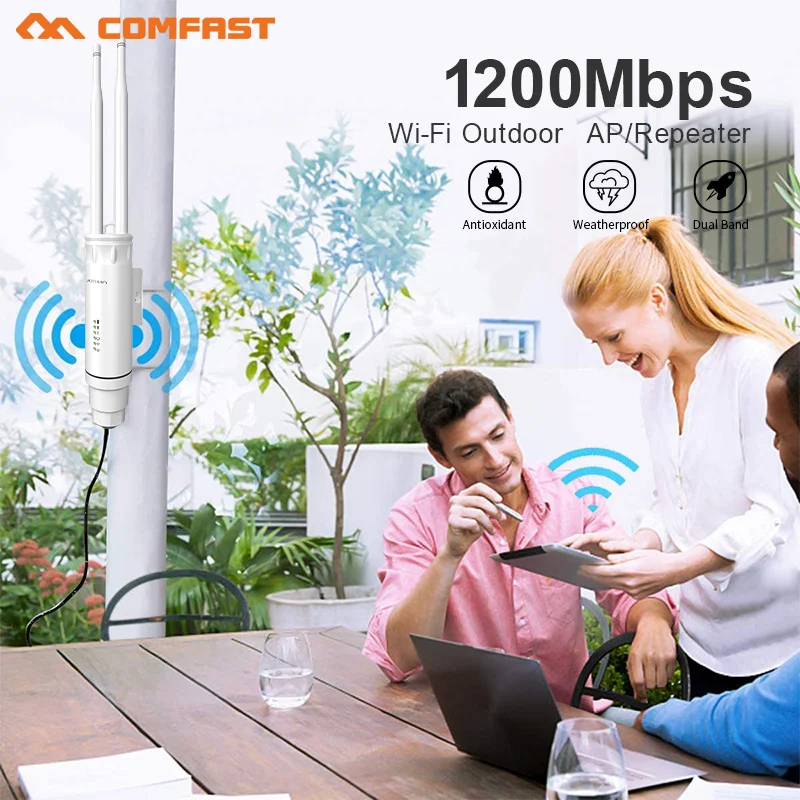 Outdoor WiFi Repeater AC1200 Router Amplifier Wi Fi Booster Outside AP ...