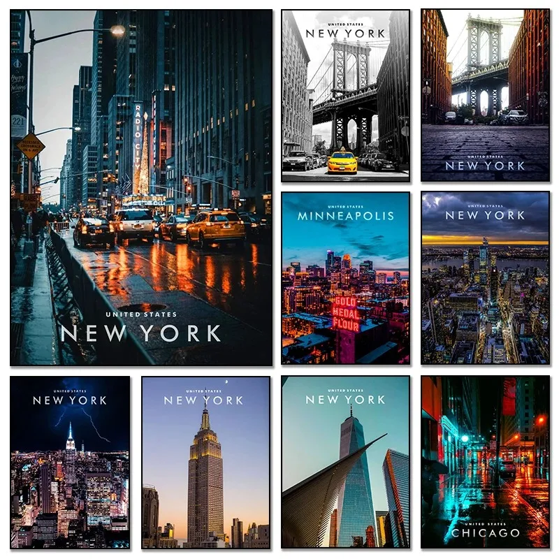 Famous Cityscapes New York City Coordinates Posters Canvas Paintings ...