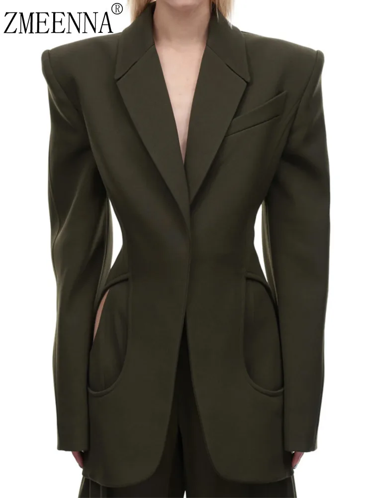 ZMEENNA Women's Fashion Forward Black Blazer Jacket With Waist Defining ...