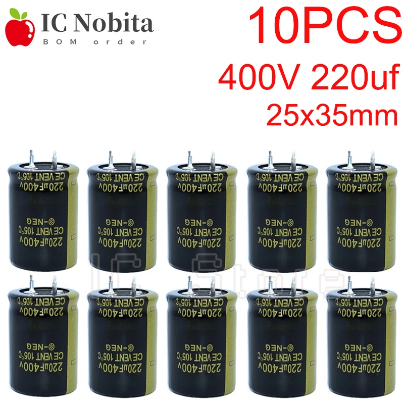 10PCS-400V-220uf-Capacitor-Audio-Power-Adapter-25x35mm-400V220uf ...