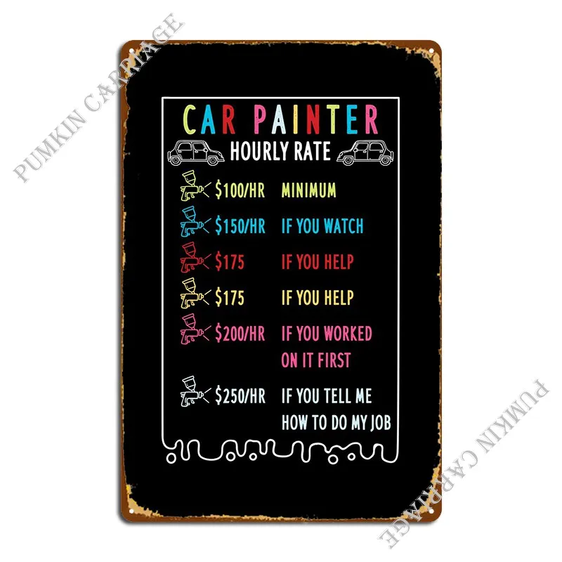 Car-Painter-Hourly-Rate-Metal-Sign-Retro-Party-Garage-Classic-Tin-Sign ...