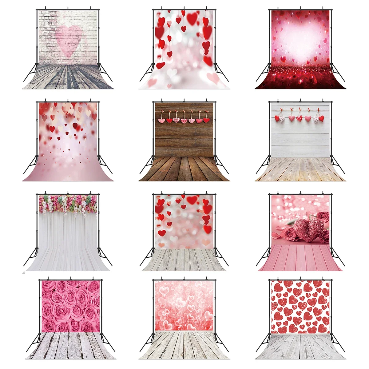 Valentine's Day Photography Background Red Love Heart Flowers Valentine ...