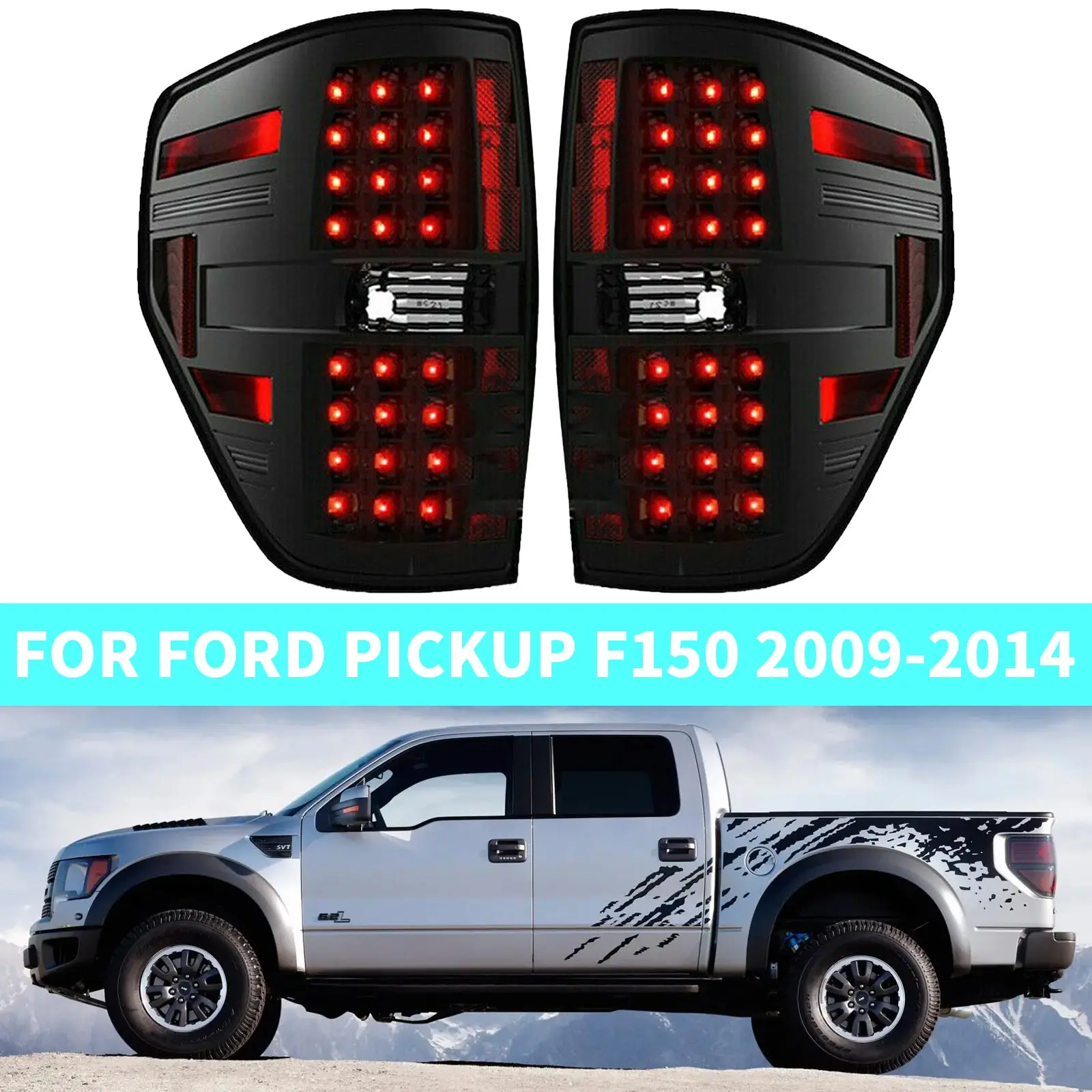 1 Set Car Tail Light Assembly Black 12V LED Stoplight Reversing Lamp ...
