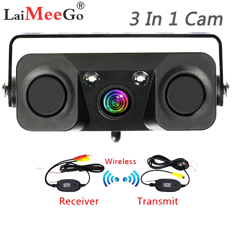 3 In 1 Car Night Vision Rear View Camera Radar Parking Sensor 170 ...