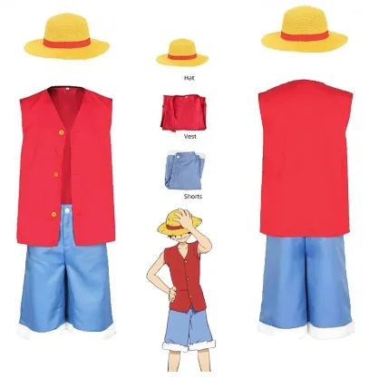 Kids-Adult-Luffy-Cosplay-Anime-One-Cos-Piece-Disguise-Costume-Coat ...