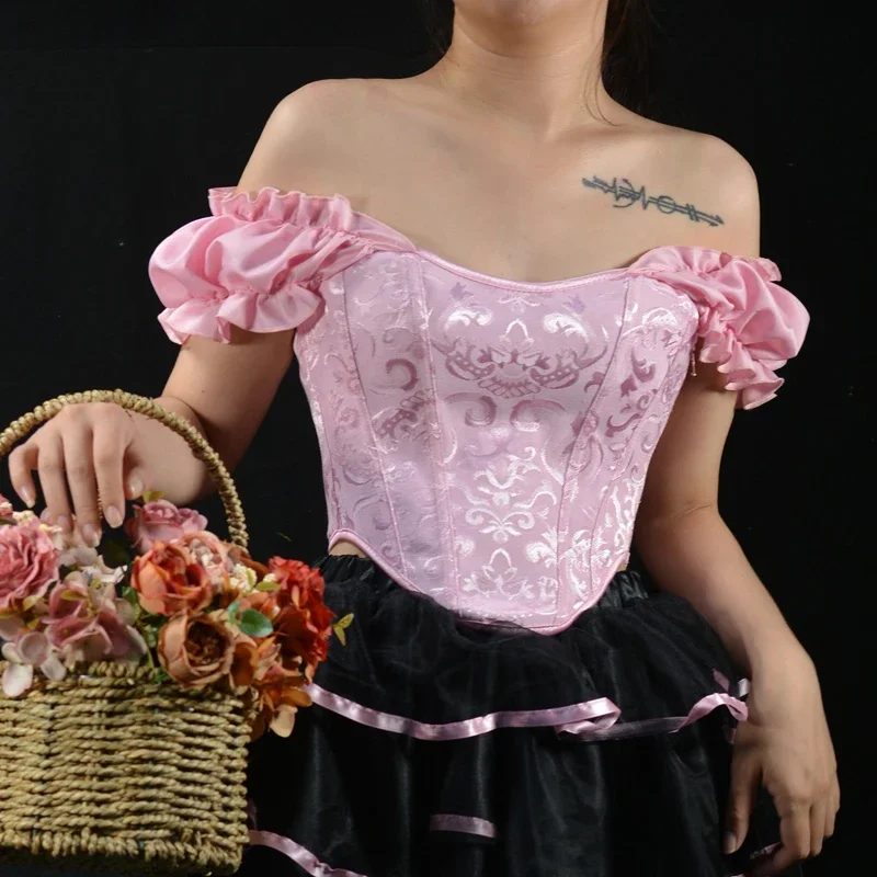 Vintage-Jacquard-Short-Corset-Bubble-Sleeve-Shape-and-Fish-Bone ...