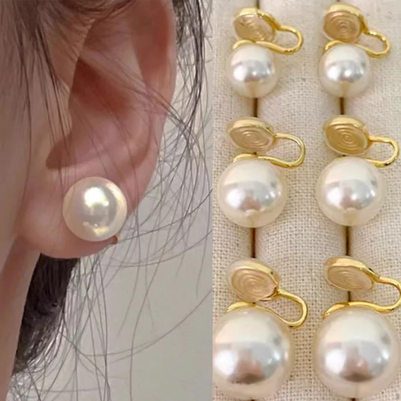 2pcs-Pearl-Ear-Clip-Earrings-Fashion-Without-Ear-Hole-Earings-Simple ...