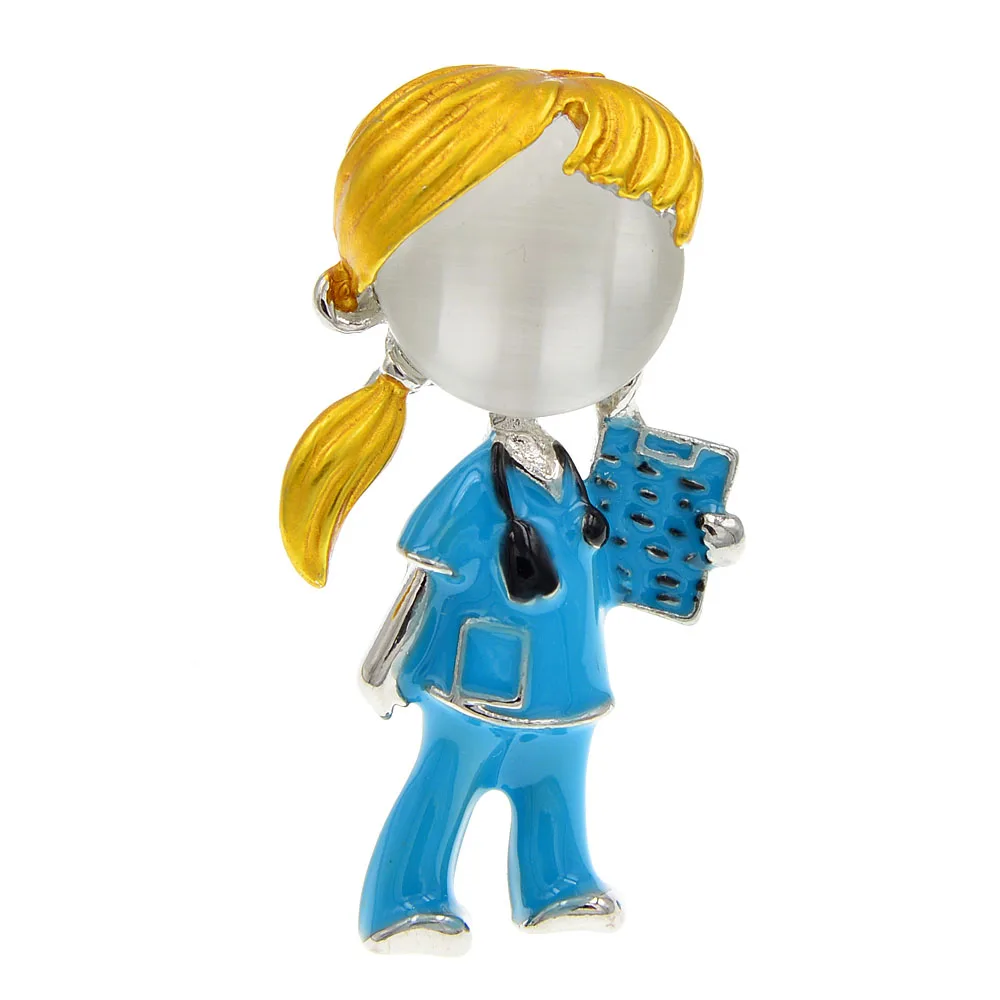 CINDY-XIANG-Pink-Blue-Enamel-Doctor-Pin-Cute-Nurse-Brooches-For-Women ...