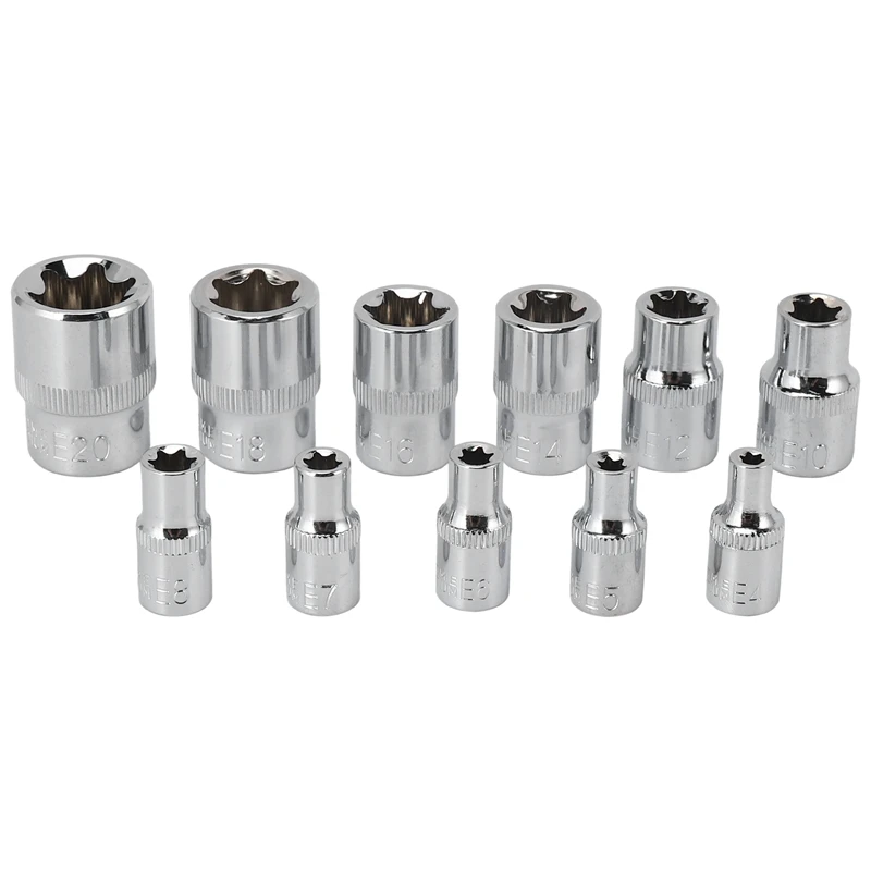 11Pc-Female-E-Torx-Star-Socket-Set-Rail-E4-E20-External-Star-Torque ...