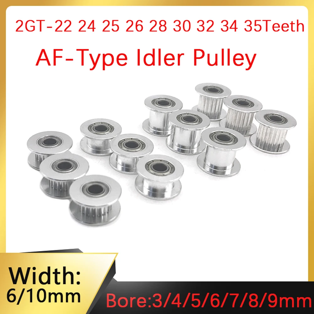 GT2-Timing-Pulley-Idler-22T-24T-25T-26T-28T-30T-32-Toothed-Belt-Bearing ...