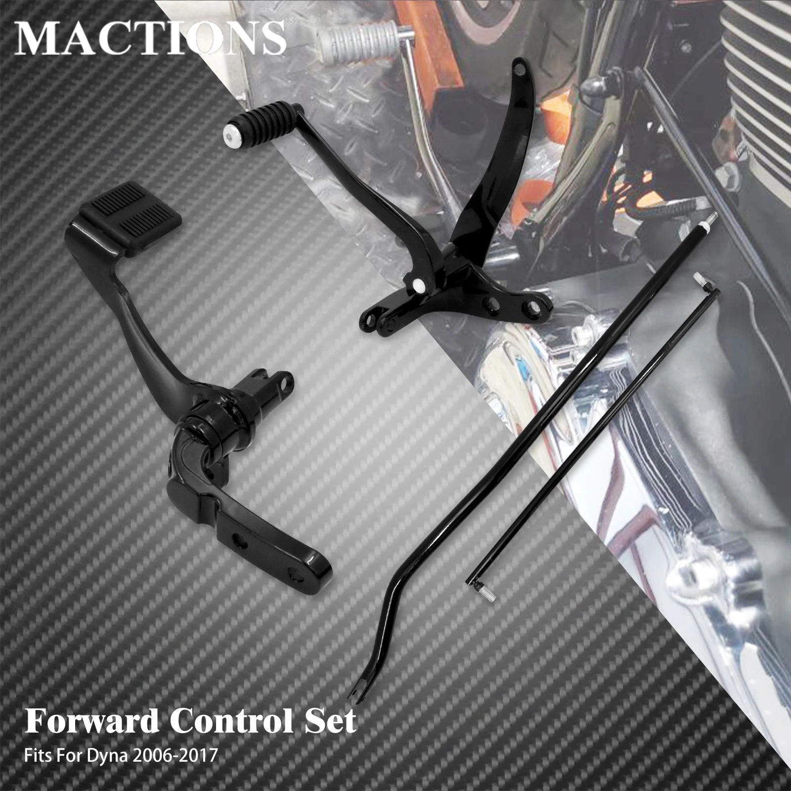Motorcycle Black Forward Controls Pegs Levers Linkages Kit Set For ...