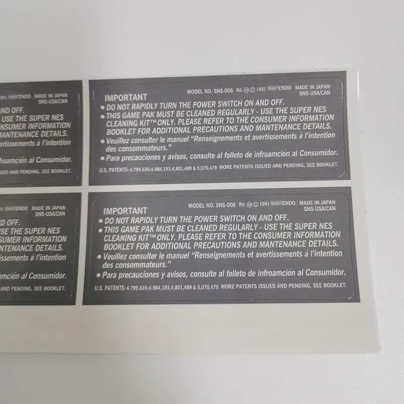 50-PCS-Replacement-Rear-Back-Cartridge-label-for-US-Version-Snes-Game ...