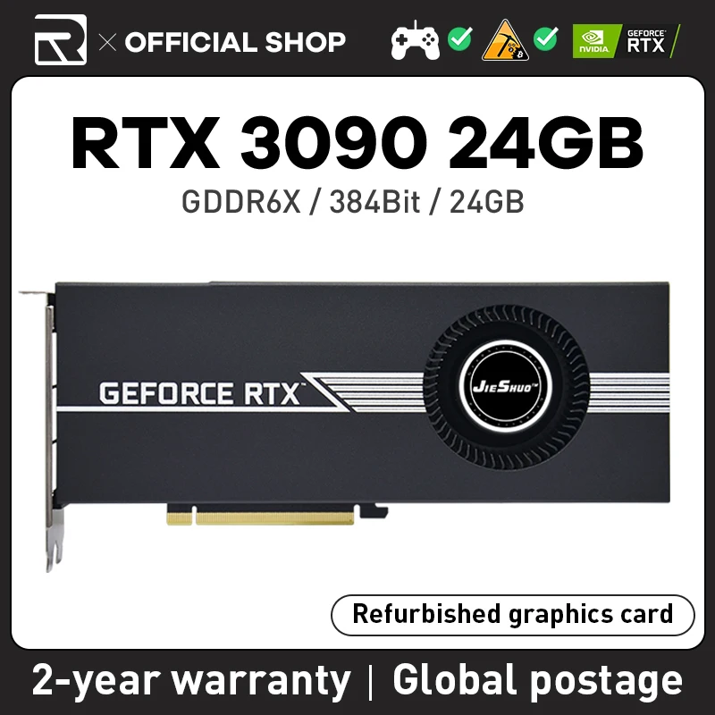NVIDIA-JIESHUO-RTX-3090-24G-Video-Card-Turbine-384bit-GDDR6X-Graphics ...