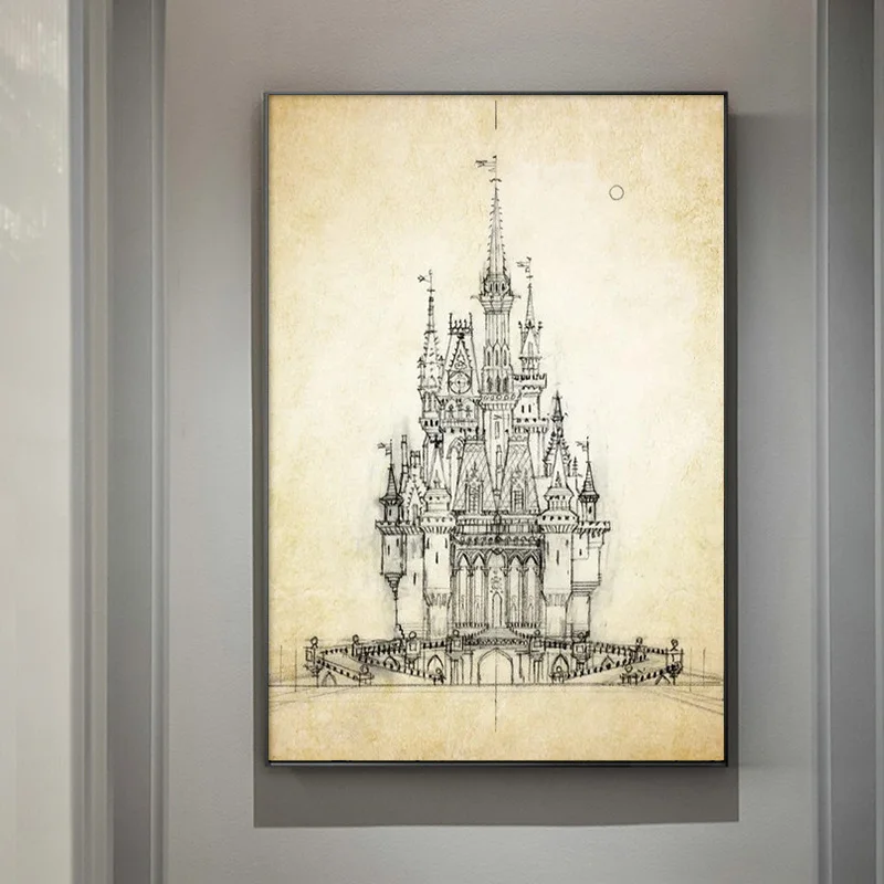 Cinderella Castle Blueprint Poster