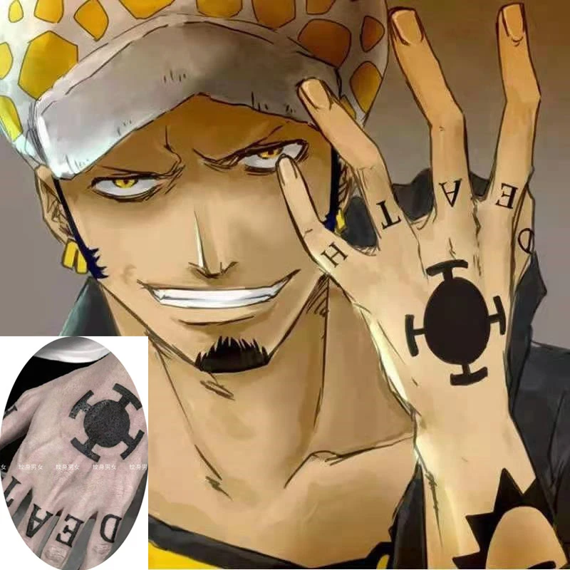 Anime ONE PIECE Luffy Lasting Finger Tattoo Adesivos Adulto Cos Law Ace ...