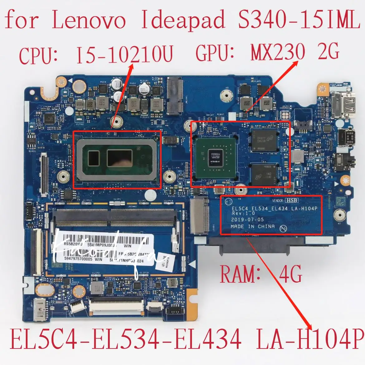 For-Lenovo-IdeaPad-S340-15IML-Laptop-Motherboard-CPU-I5-10210U-GPU ...