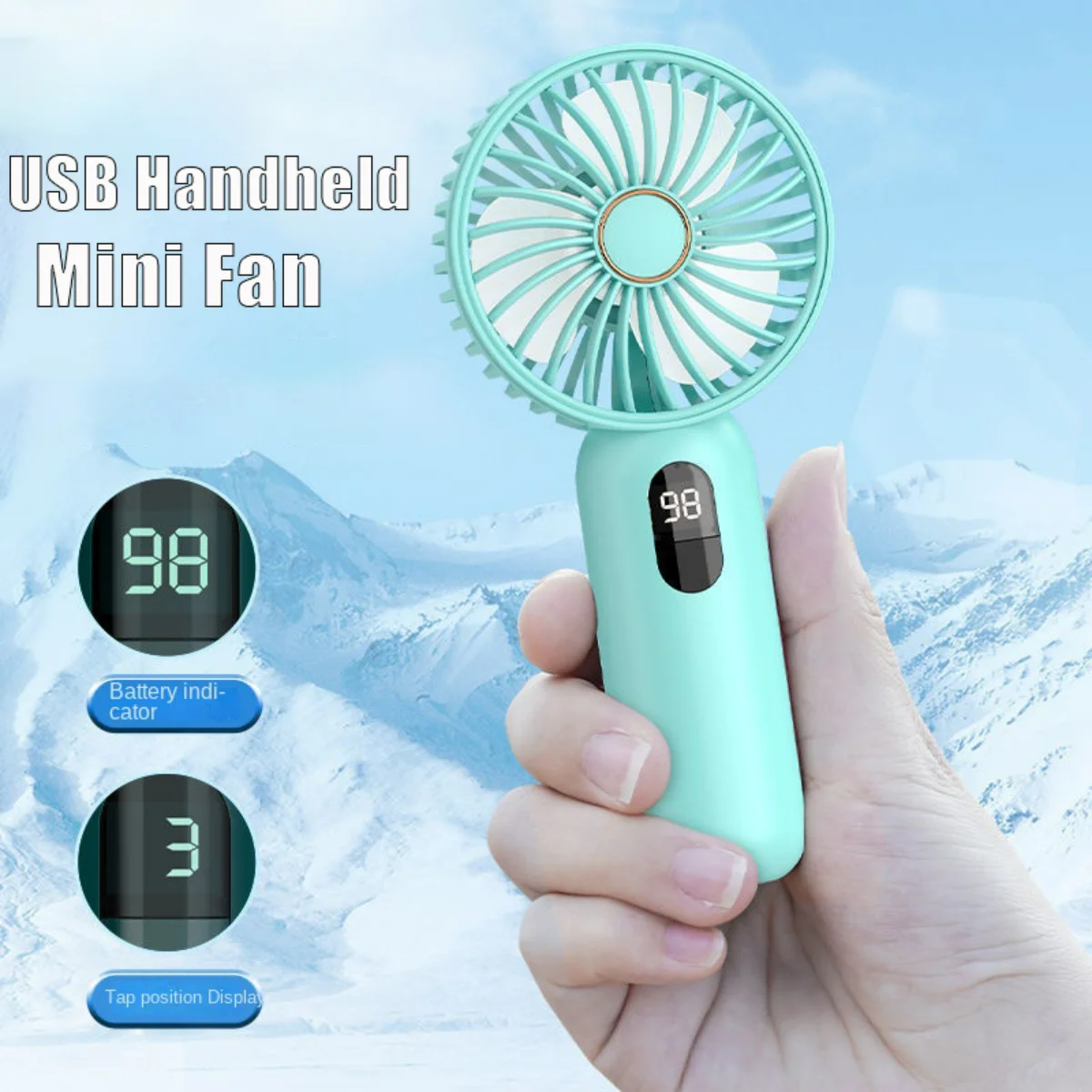 Digital-Display-Mini-Fan-USB-1200-Mah-Handheld-Cute-Small-Electric-Fan ...