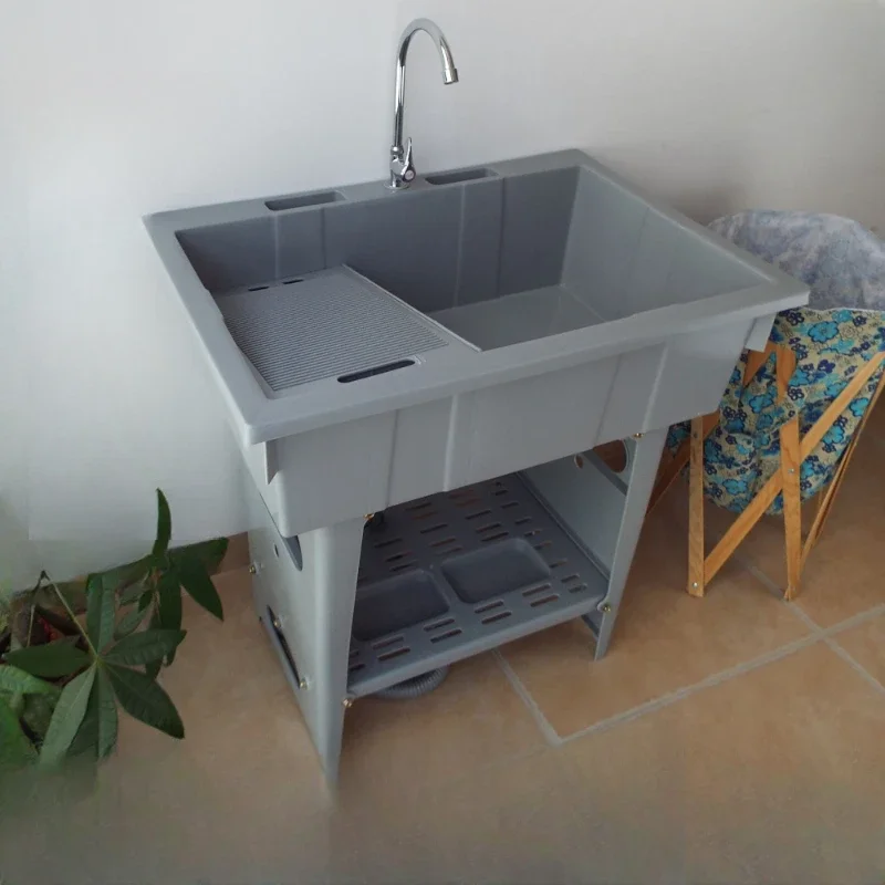 Plastic-laundry-sink-washing-basin-with-washboard-balcony-sink ...