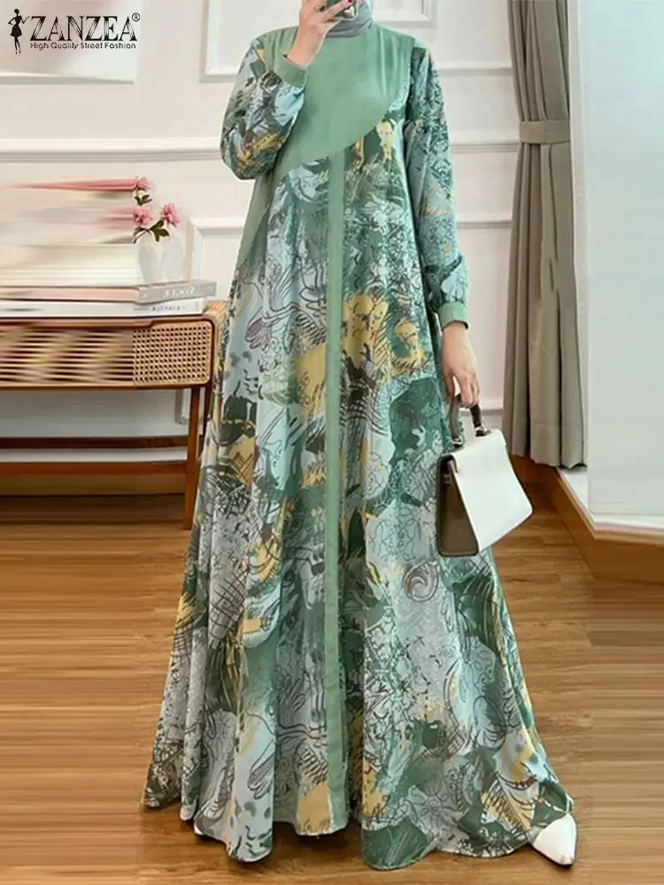 ZANZEA-Muslim-Fashion-O-Neck-Vestidos-Bohemian-Printed-Long-Sleeve ...