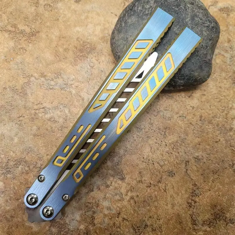 TheOne Titanium Falcon Original Balisong Speed Channel Handle Zen Pins ...