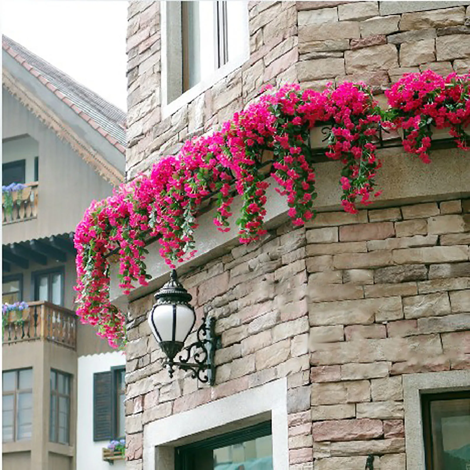 Artificial Plants 33.5 inches Wall Hanging Faux Flowers Leaf Vines ...