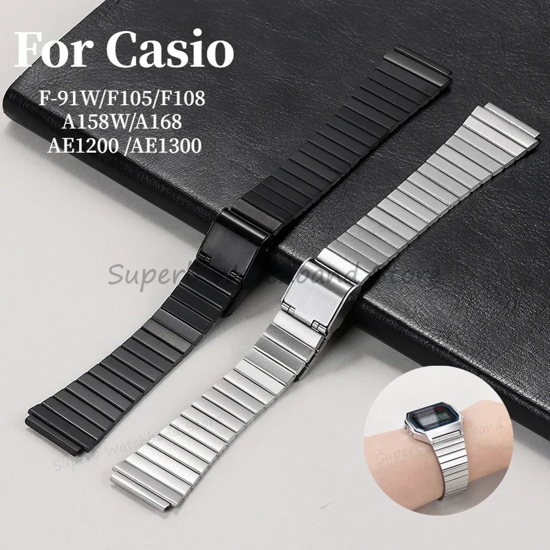 18mm-Metal-Watchband-for-Casio-F-91W-A158-A159-A168-AE1200-1300 ...