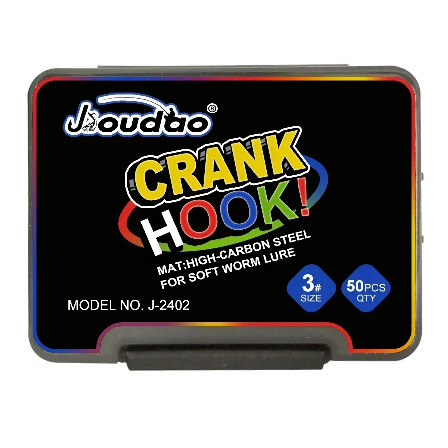 50 Pack Fishing Hooks 50pcs Offset Worm - 5 Sizes Assorted, Black/Red ...