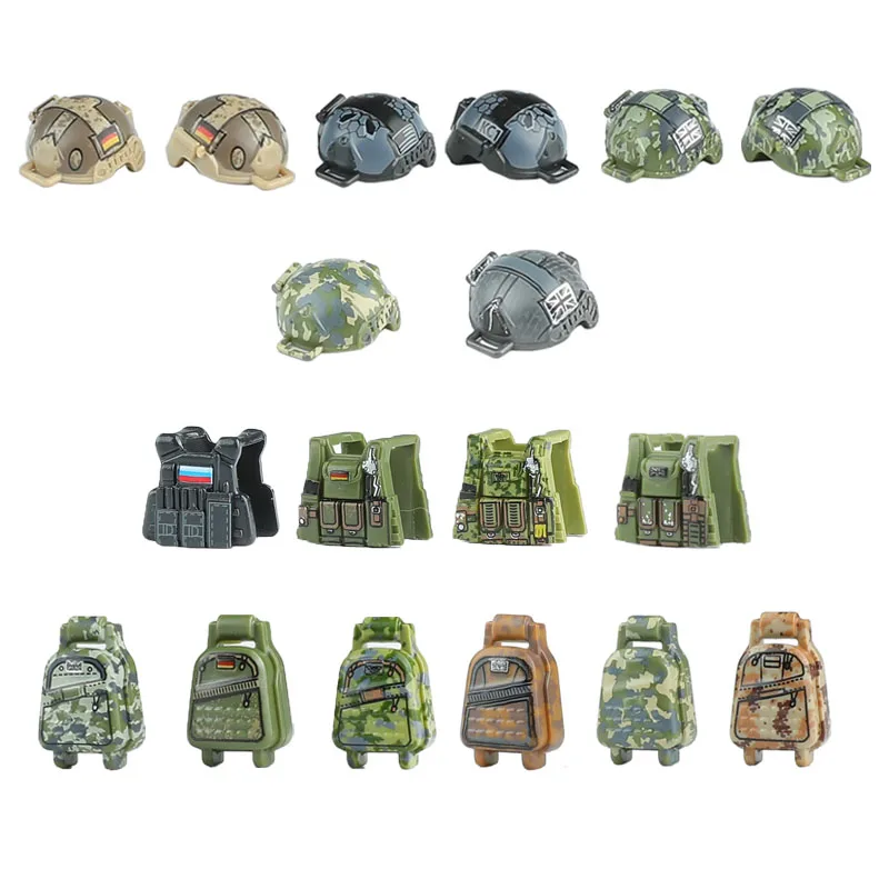 Tactical-Helmet-Armor-Bullet-proof-Vest-Military-German-Building-Blocks ...