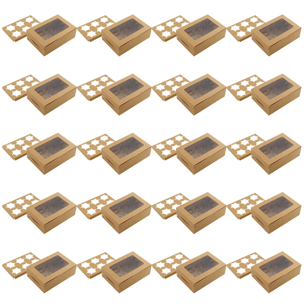 Cupcake Containers with Window and Inserts 6 Count Cookie Boxes Cupcake ...