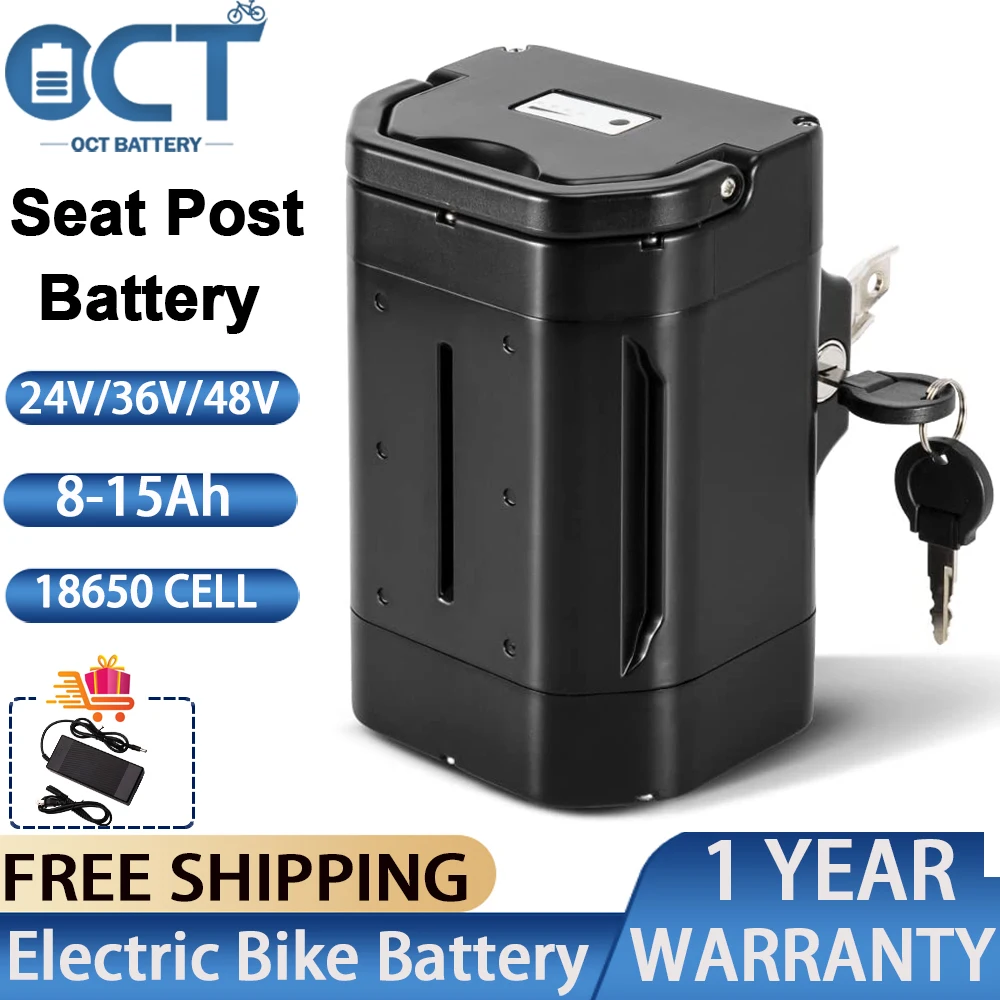 36V 10Ah 48V 15Ah Ebike Lithium Batteries Seat Post Li-oin Electric ...