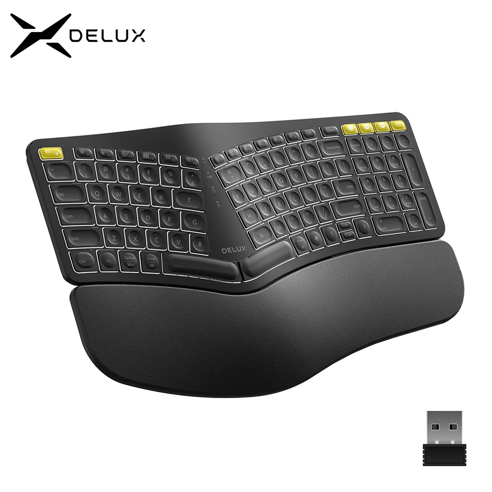 Delux-GM902-PRO-Ergonomic-Keyboard-Wireless-with-Backlit-USB-Receiver ...