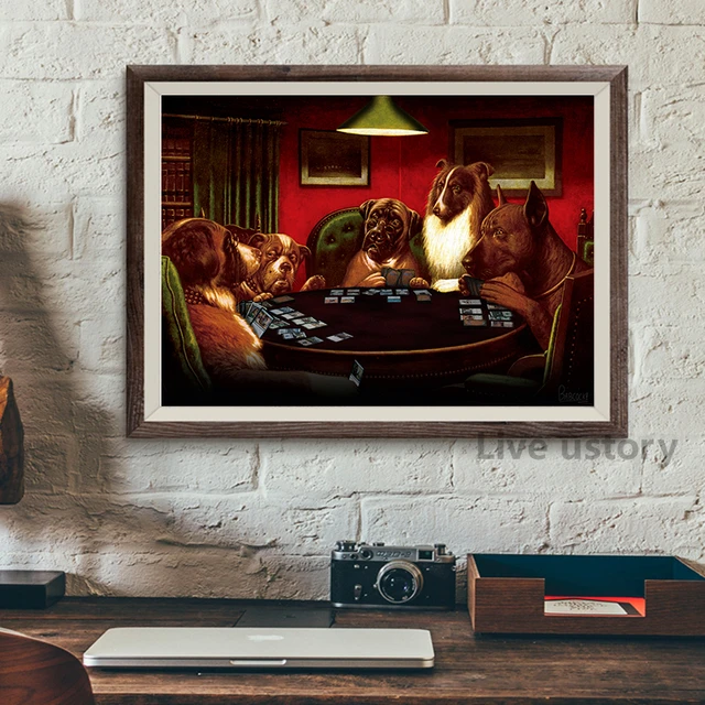 Dogs Playing Pool Poster