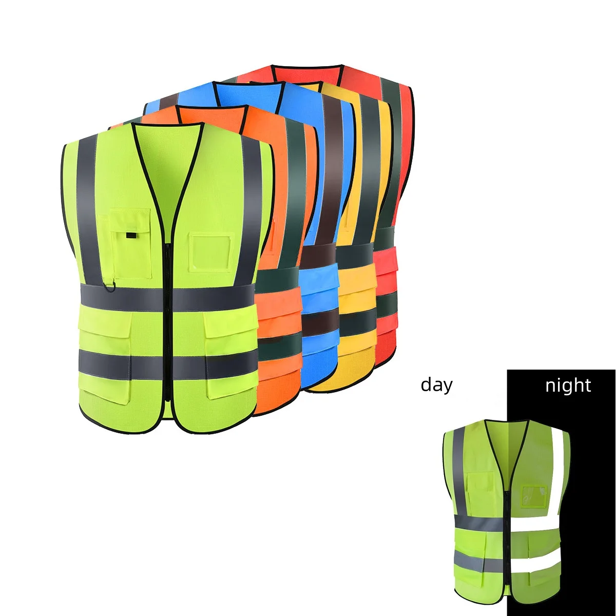 High-Visibility-Reflective-Vest-Safety-Multi-pocket-Traffic-Coal-Miners ...