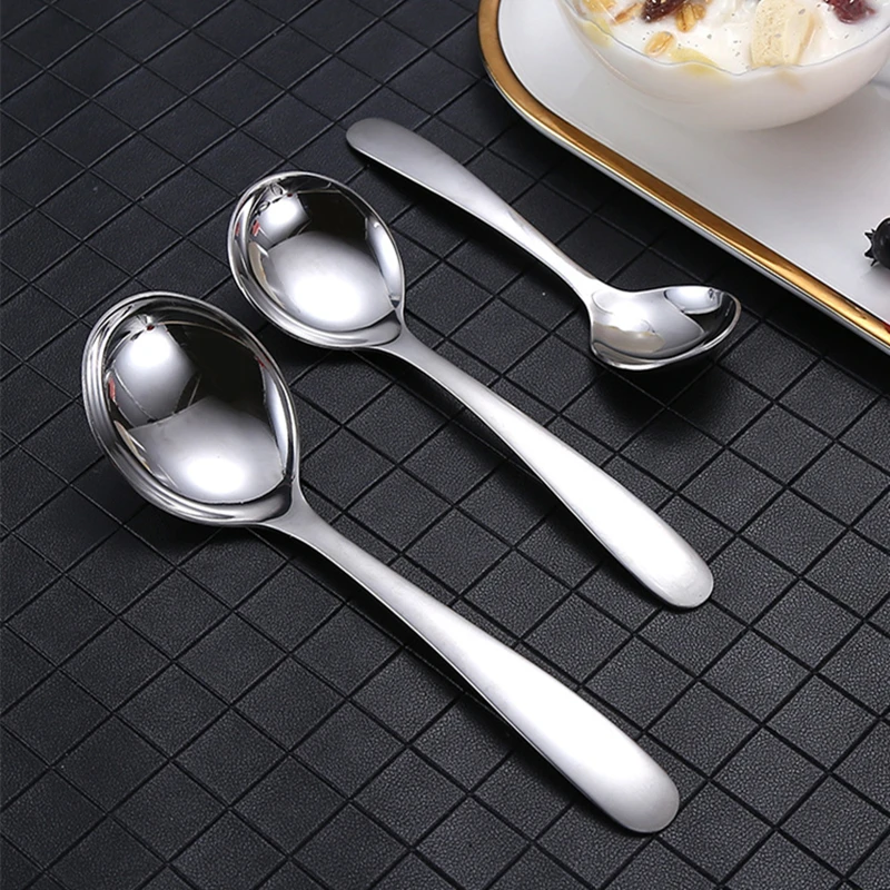 304-Stainless-Steel-Round-Head-Spoon-Children-Tableware-Ramen-Bouillon ...
