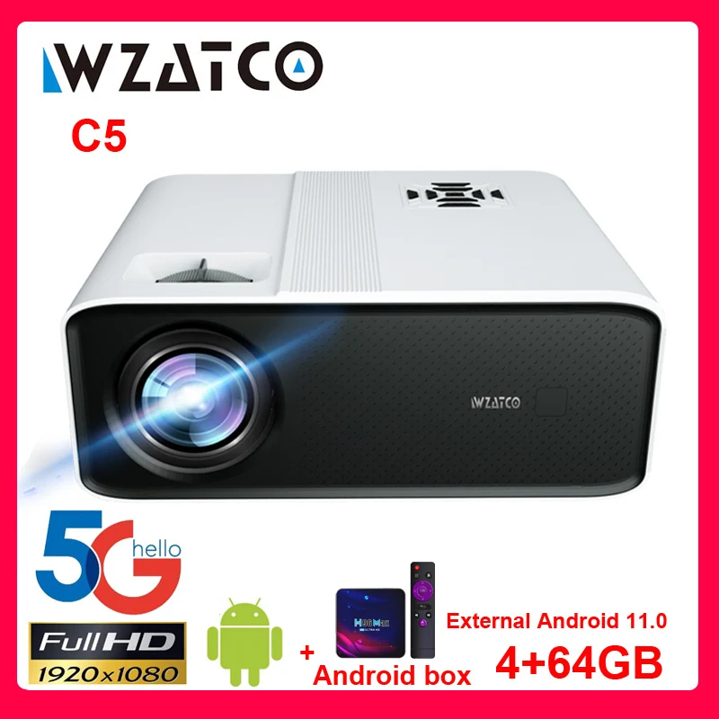 WZATCO-C5-Full-HD-1080P-LED-Portable-Projector-Android-11-0-64G-WIFI ...