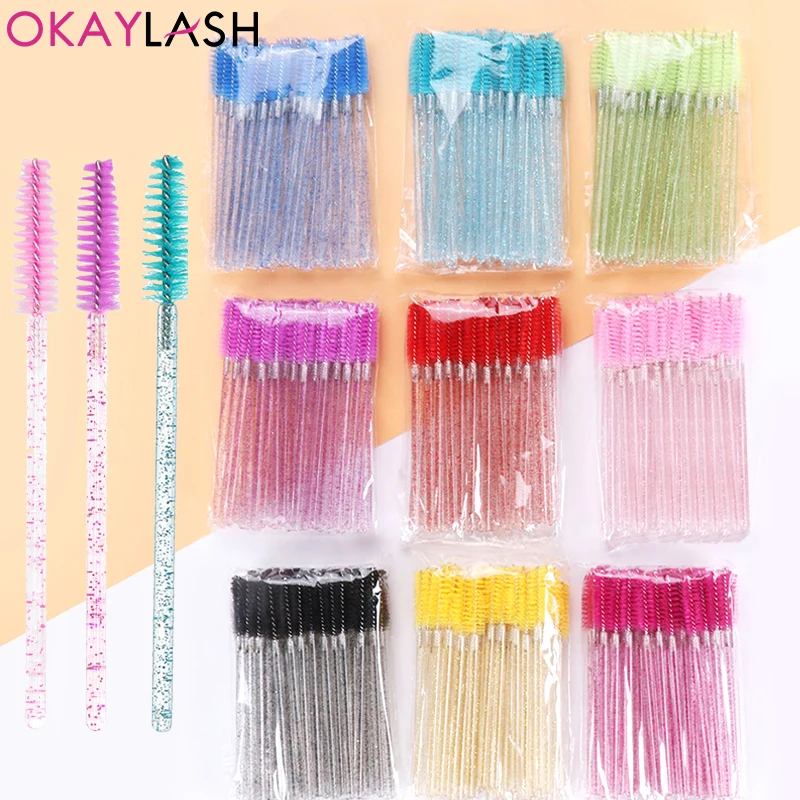 50pcs-Glitter-Eyelash-Spoolies-Crystal-Shining-Lash-Mascara-Wands-Gold ...