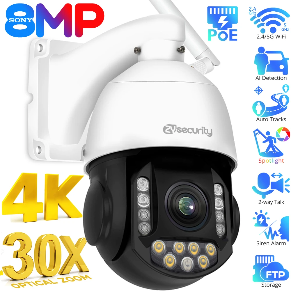 8MP-4K-IP-Cameras-30X-Zoom-PTZ-Dome-Camera-Outdoor-2-4-5G-WiFi-PoE ...
