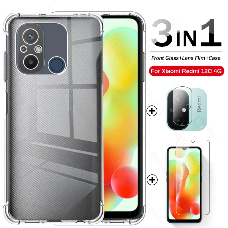 1To3-Redmy-12C-Case-Camere-Screen-Protector-Tempered-Glass-For-Xiaomi ...