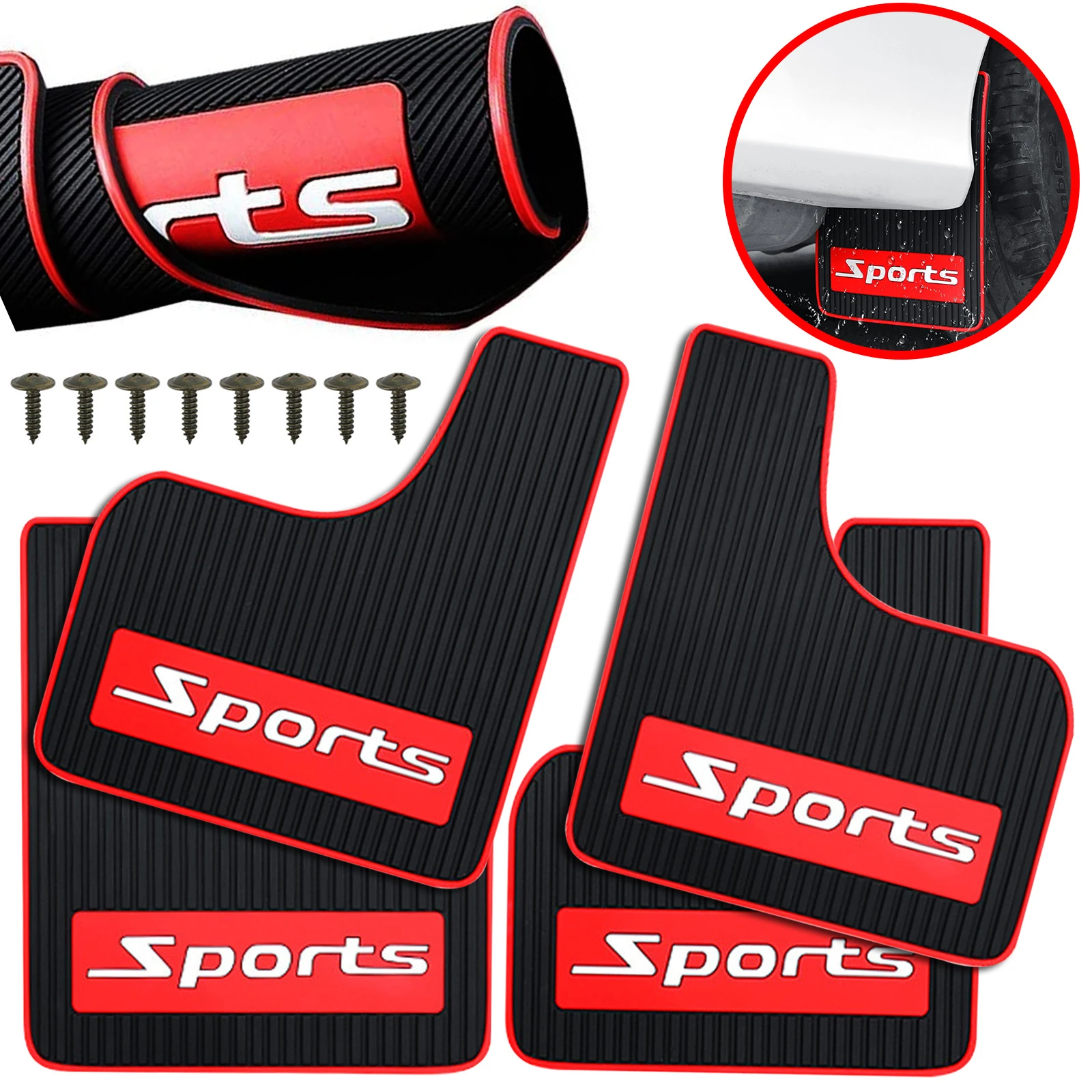 NEW Rubber Sport 4mm Front Rear Set Universal Rally Mud Flaps Splash ...