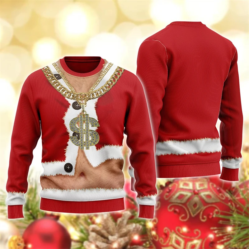 2025 Santa Claus Cosplay Graphic Sweatshirt Funny Design Men Clothes ...