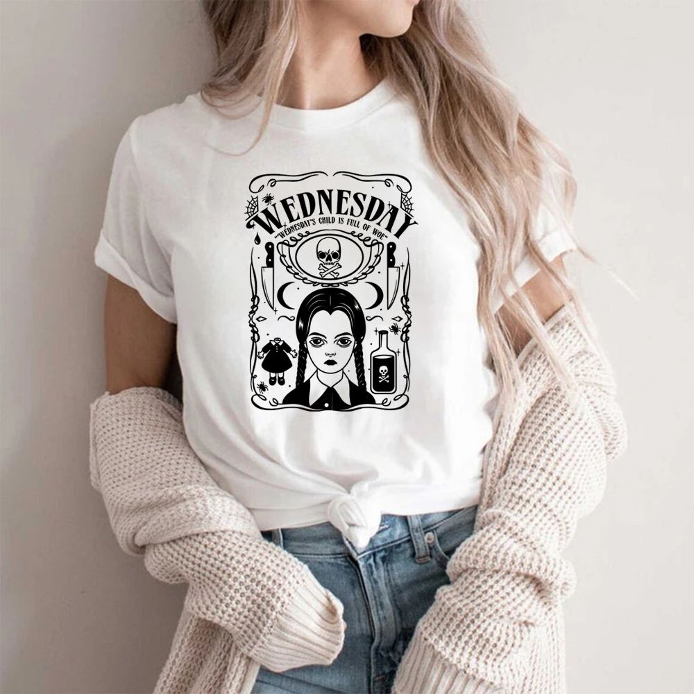Wednesday Addams T-shirt Family Addams Shirt Cool Gothic Tees Skeleton ...