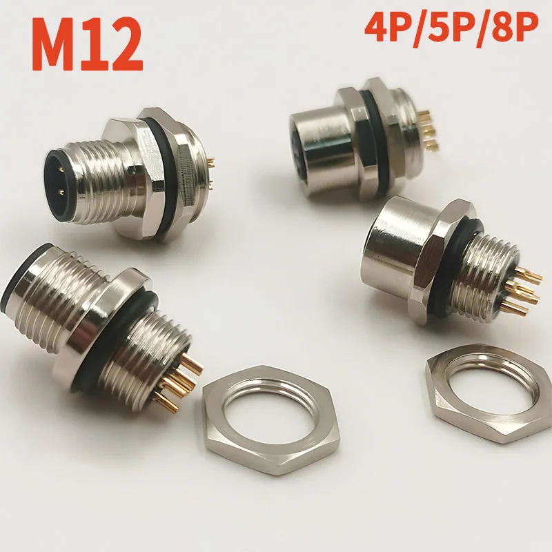 1pcs-M12-4pin-5-8Pin-Sensor-Connector-Panel-Back-Mount-Waterproof ...