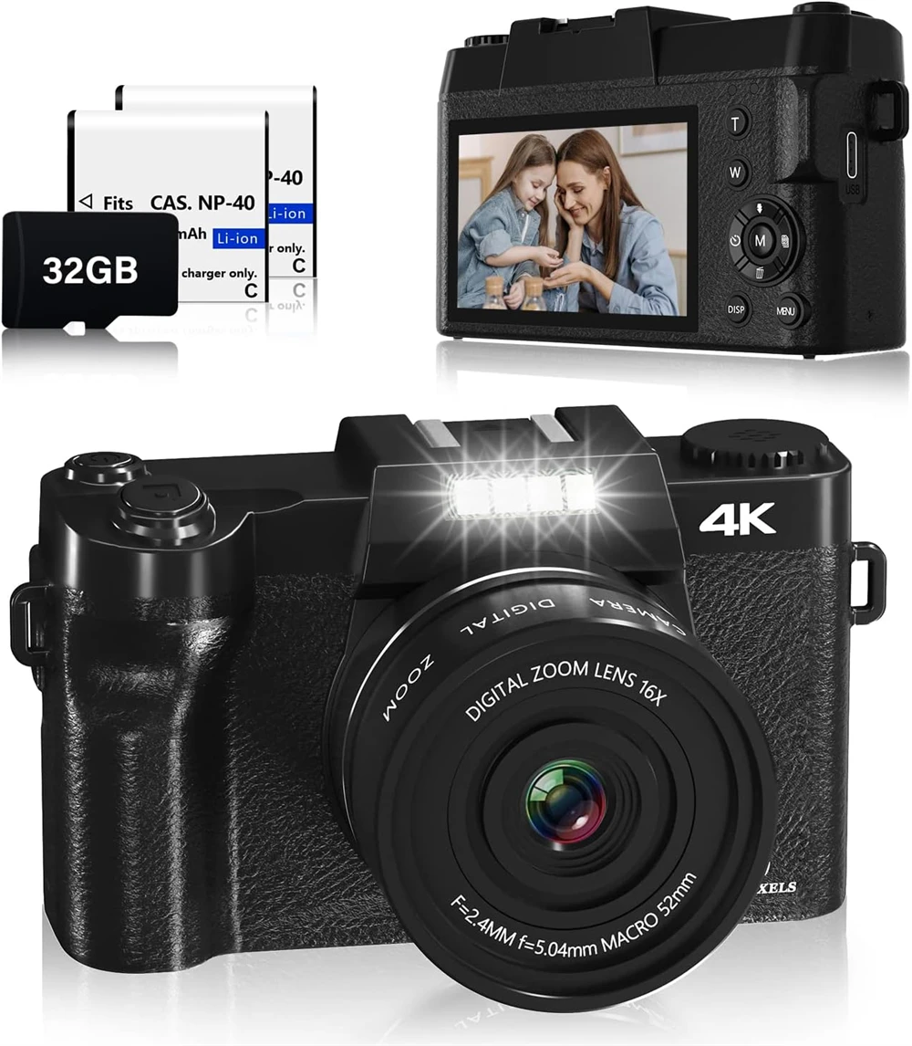 Cámara de fotografía Digital 4K de 56MP, videocámara compacta Vintage ...