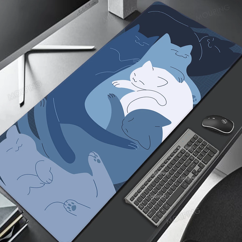 Blue Cat Mouse Pad Gamer Deskamt Laptop Computer Mouse Pad with Cats ...