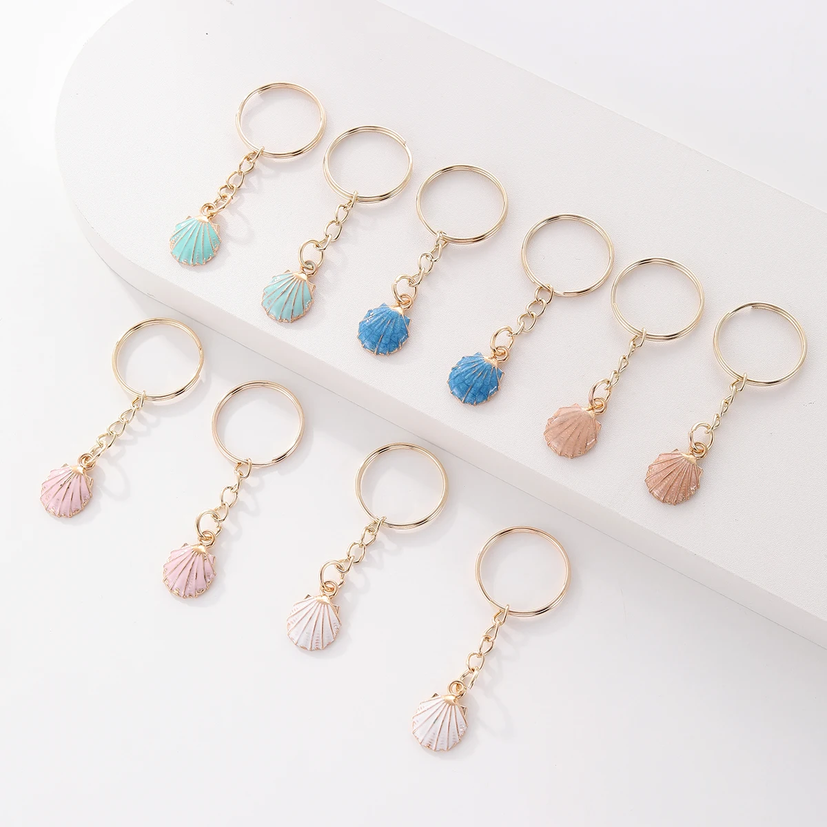 10pcs-Sweet-Cute-Alloy-Shells-Keyring-Metal-Keychain-decoration-Purse ...