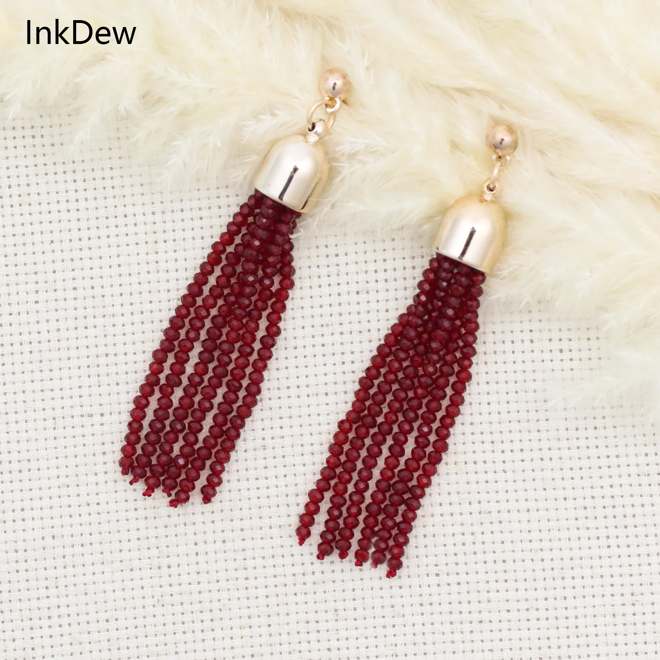 INKDEW-Trendy-Tassel-Earrings-Drop-Earrings-Multicolor-Red-Handmade ...