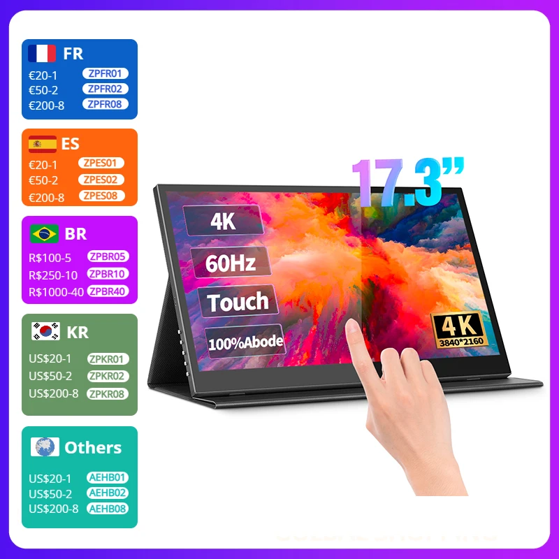 4k Touch Screen Portable Monitor | 4k Portable Monitor Touchscreen - 17 ...