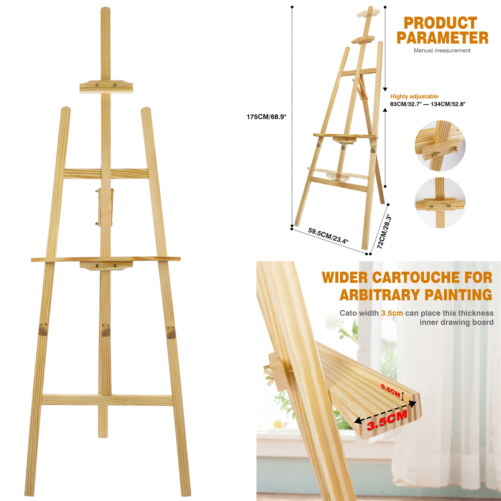 Studio-Easel-1-75m-Foldable-Wooden-A-Frame-Painting-Painter-Drawing ...