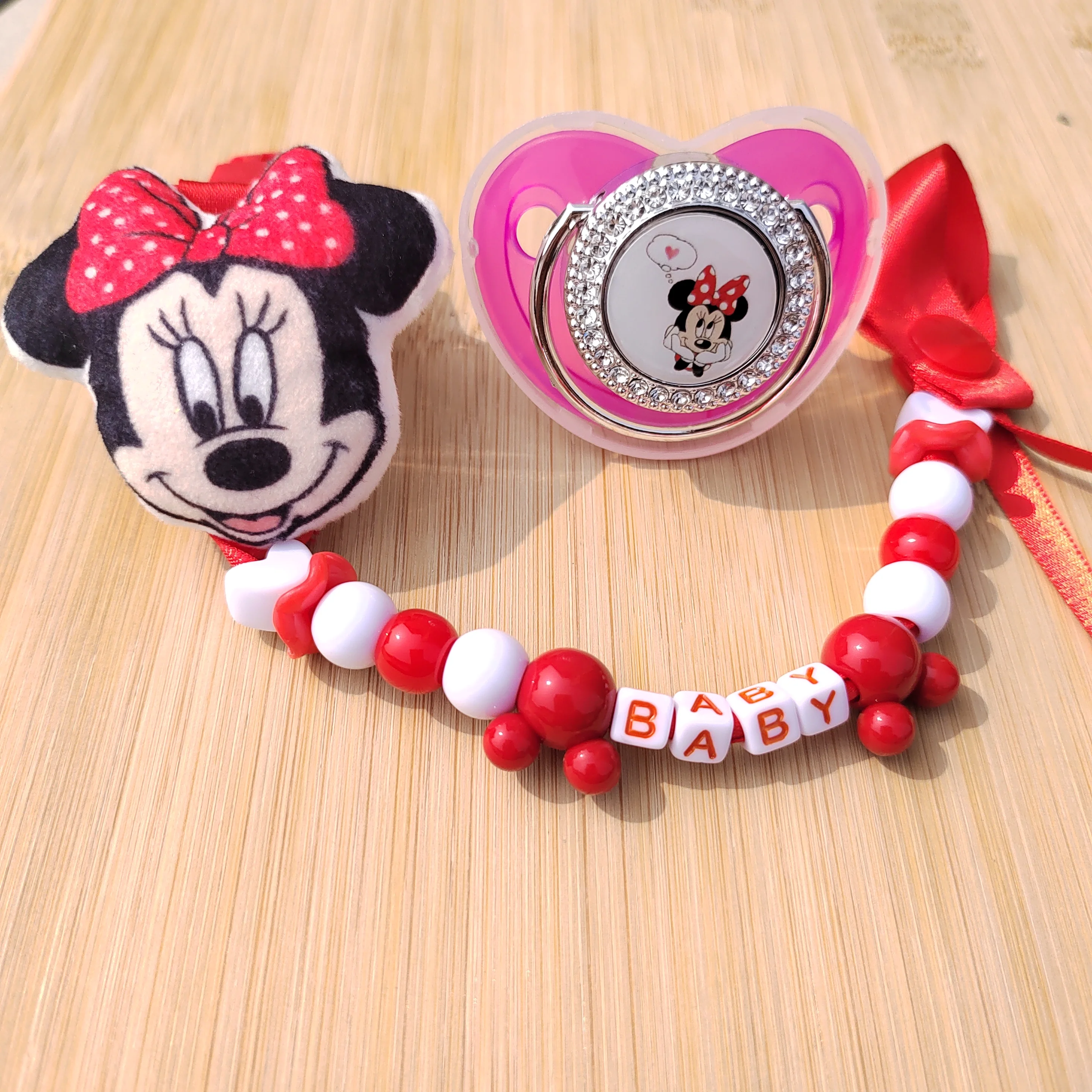 [1 set] Best Selling Disney Red Mickey Mouse Baby Pacifier ...