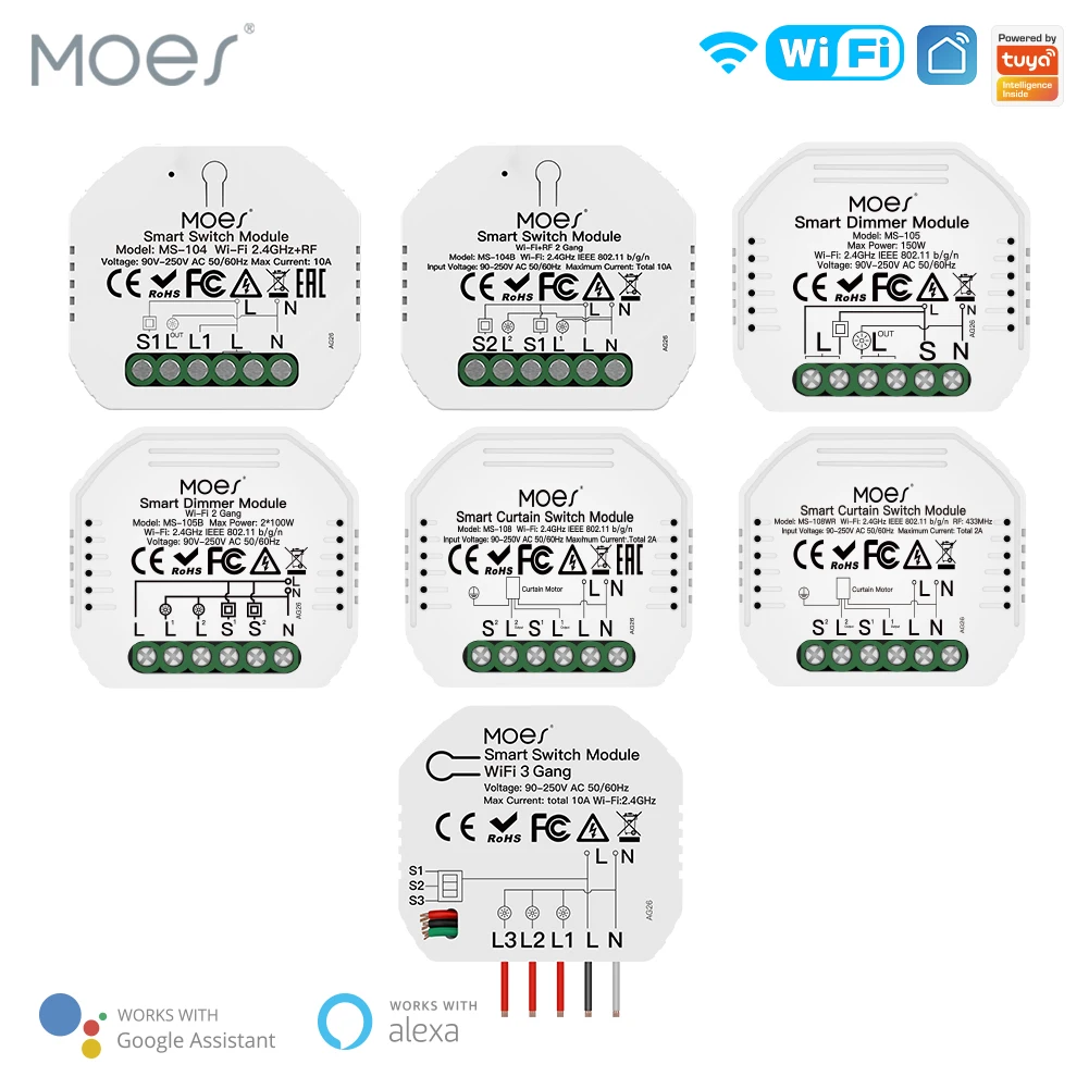 MOES WiFi Smart Light Dimmer Module / Switch Module Smart Life Tuya ...